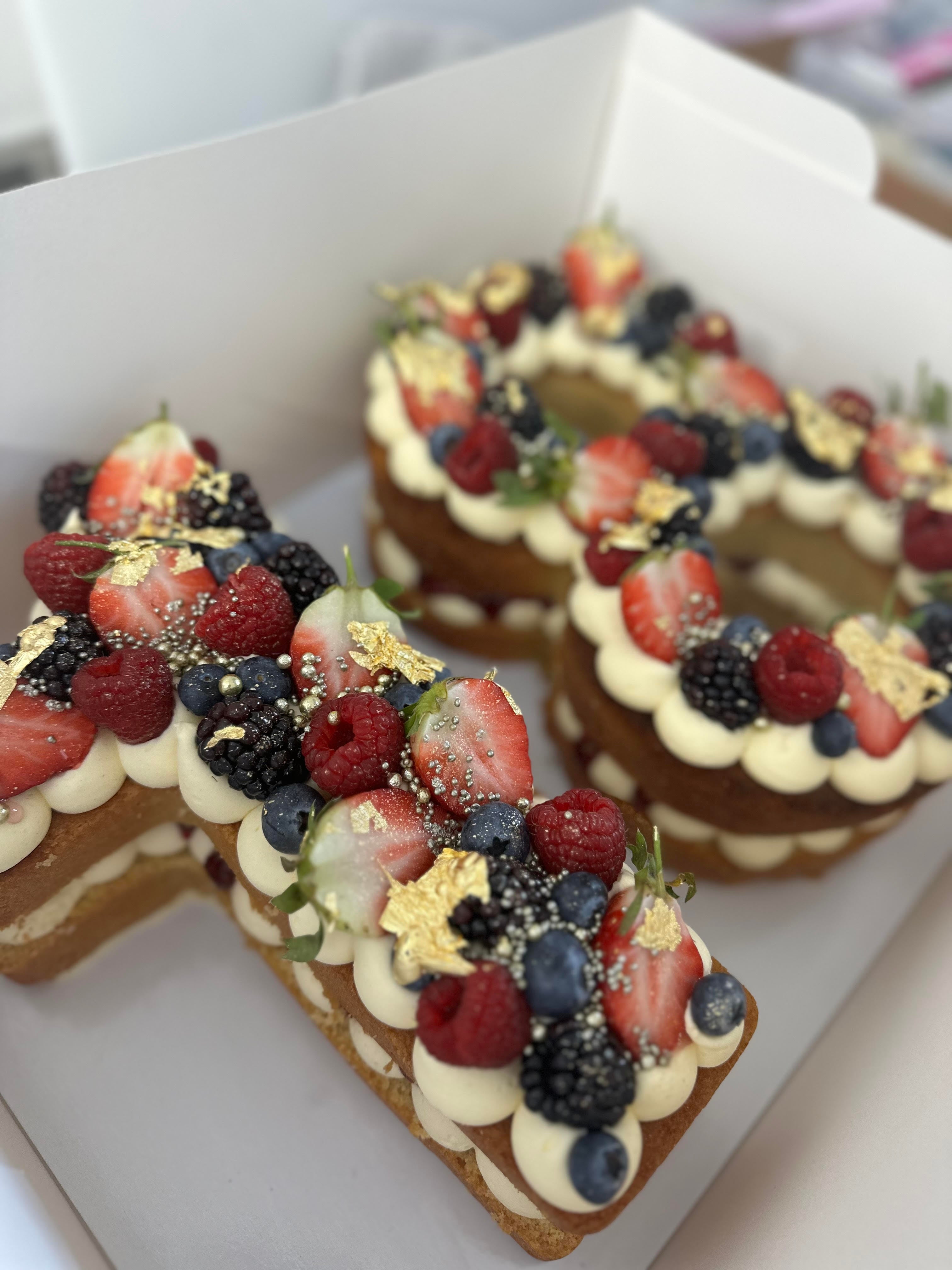 Fresh Fruit Number Cake | The Tray Bake